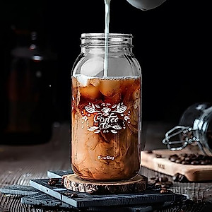 Slow Slog Cold Brew Coffee Maker, 64oz Cold Brew Mason Jar Pitcher with Lid, Iced Coffee Maker with Stainless Steel Filter for Iced Tea, Sun Tea, Lemonade, Leak Proof