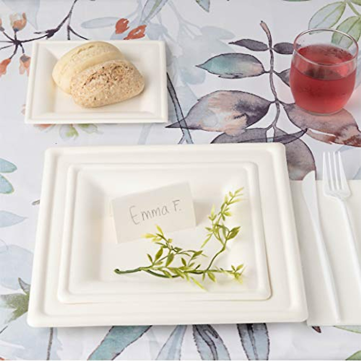 brheez 6-in Disposable Plates (60 Pack) - Eco-Friendly, Compostable Heavy Duty Square Paper Plates - 100% Natural Sugarcane Bagasse Fibre