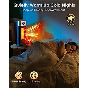 Space Heater for Indoor Use, 1500W Fast Heating Portable Electric Heater with Remote, Thermostat, Overheating & Tip-Over Protection, 90° Oscillation Quiet Space Heater for Large Room, Office & Home