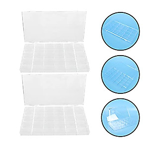 FOMIYES 2pcs 24 Grids Clear Plastic Jewelry Box Organizer Storage Container with Dividers Earring Storage Box Jewelry Divided Storage Case