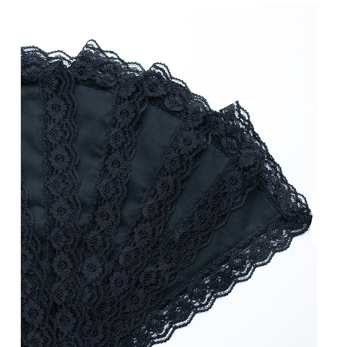 SrffbreMeOly Woemsn Handkerchiefs White Soft Cotton Embroidery Black Ladies Lace Hankies Black 3Pieces black One Size