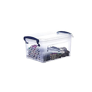 Superio Plastic Storage Box, Clear Container Bin with Lid, 1.75 Quart, Small Stackable Tote with Snap Lock Handles