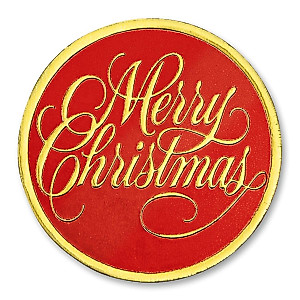 PaperDirect Merry Christmas Embossed Red Foil Seals, 48 Count
