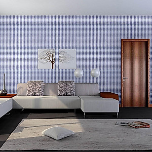 Yifely Blue & White Checker Shelf Liner Pre-Pasted Mediterranean Style Furniture Protective Paper End Table Sticker 17.7 Inch by 13 Feet