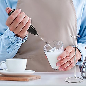 Hand Mixer Milk Frother For Coffee - AGFOO Coffee Frother Handheld Foam Maker With Stand, Electric whisk Drink Mixer Mini Foamer for Cappuccino, Frappe, Matcha, Hot Chocolate, Black