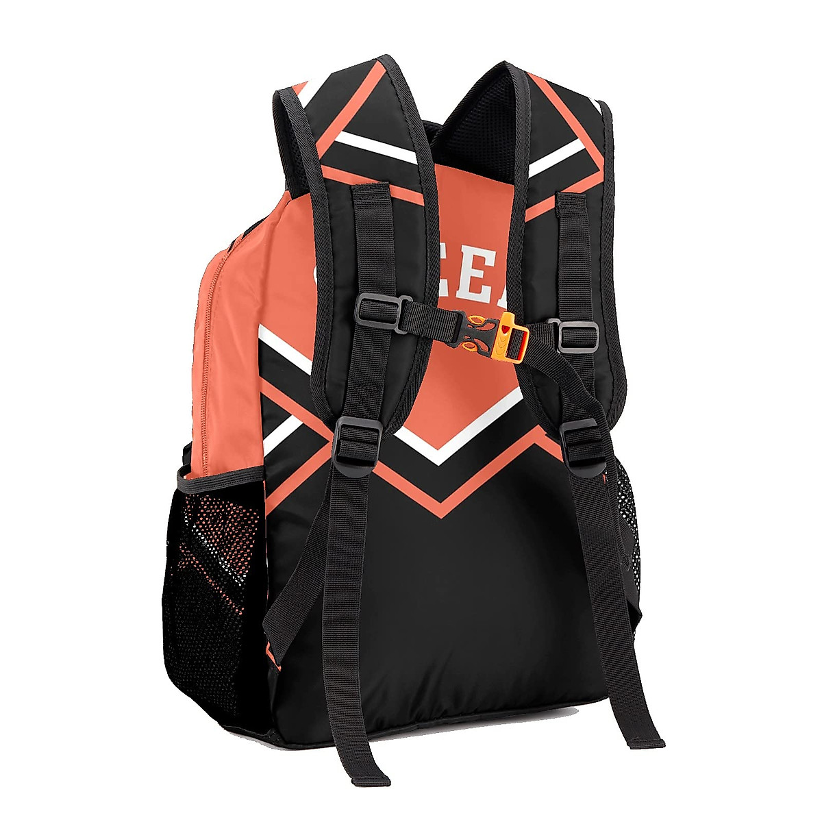 Zaaprint Orange Cheer Cheerleaders Backpack Shoulder Shopping Bag Travel Casual Bags with Name Text