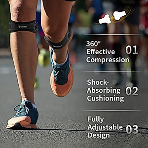 CAMBIVO 2 Pack Patella Knee Strap, Adjustable Knee Brace Patellar Tendon Stabilizer Support Band for Knee Pain Relief, Jumpers Knee, Tendonitis, Basketball, Running, Squats(Black