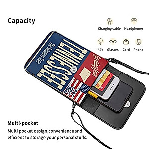 AERMSSEY Tennessee USA State Flag map red Blue Crossbody Cell Phone Purse for Womens Lightweight Small Soft Leather Fashion Travel Wallet with Adjustable Strap