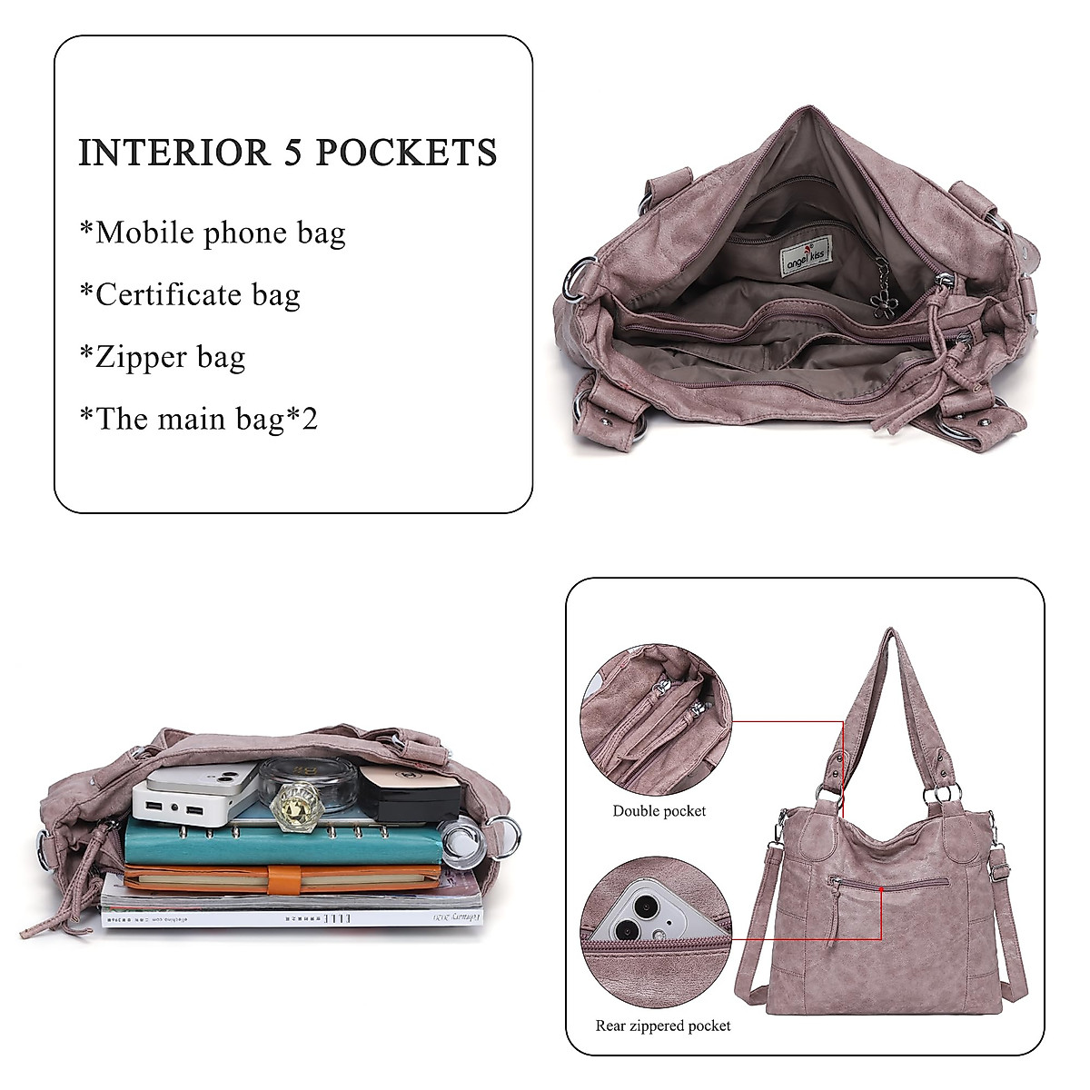 Angel Kiss Hobo Purses for Women Multi-Color Striped Lattice Cross Body Shoulder Purse Bag Tote Handbag