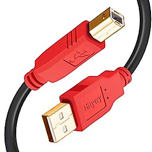 Hftywy Printer Cable 30 ft Long USB Printer Cable Cord USB 2.0 Type A Male to B Male Printer Scanner USB B Cable for HP, Canon,Epson, Lexmark, Dell, Xerox, Samsung Etc