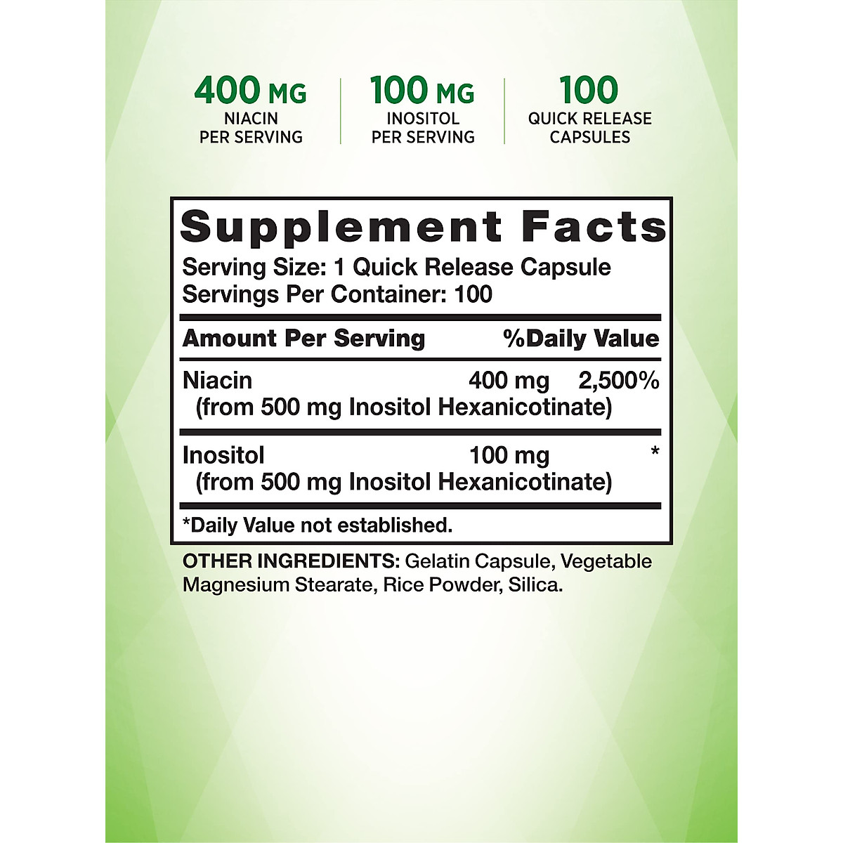 Nature's Truth Flush Free Niacin | 500mg | 100 Capsules | Non-GMO & Gluten Free Supplement