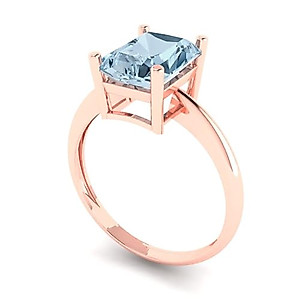 Clara Pucci 2.5ct Radiant Cut Solitaire Natural Sky Blue Topaz gemstone Bridal Designer Anniversary Engagement Ring Real 14k Rose Gold