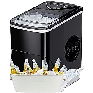 Portable Ice Maker Machine for Counter Top Compatible(Makes 26 lbs of Ice Every 24 Hours-Silver)&20/37 Quart Large Ice Bucket（20/37 Quart Large