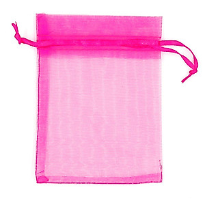 ATCG 25pcs 8x12 Inches Large Drawstring Organza Bags Decoration Festival Wedding Party Favor Gift Candy Toys Makeup Pouches (Hot Pink)