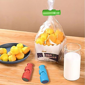 Bag Clips, Snack Bread Closure Clip, 2024 New Squeeze and Lock Bread Bag Clips, Portable Press Type Snack Bag Clip, Plastic Sealing Clip Bag Clip for Bread, Snacks, Seasonings (Mix, 6pcs)