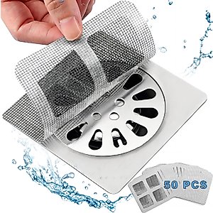 50Pack Disposable Shower Drain Hair Catcher,4" X 4" Square Drain Cover Suit for Bathroom,Bathtub,Kitchen Sink