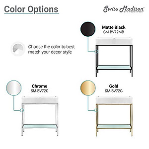 Pierre 32 Single, Freestanding, Open Shelf, Matte Black Metal Frame Bathroom Vanity