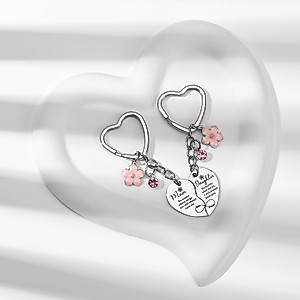 Eaprala 2Pcs Mother Daughter Heart Matching Keyring Keychain Set Gifts For Mom Mothers Day Gifts from Daughter.Stainless Steel Silver