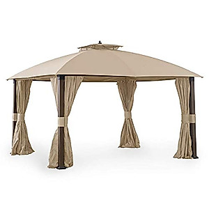 Garden Winds Replacement Canopy Top Cover for Broyhill Eagle Brooke Ashford Asheville Gazebo - Riplock 350 - Beige - Will FIT These Models ONLY: A101007600, A101007603, A101007604