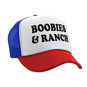 Boobies and Ranch - Vintage Retro Style Trucker Cap Hat (R W B)