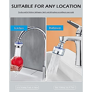 Sink Water Filter, 360° Rotating Bathroom Sink Filter, Kitchen Bathroom Universal Sink Water Filter Faucet-Removes Chlorine Fluoride Heavy Metals