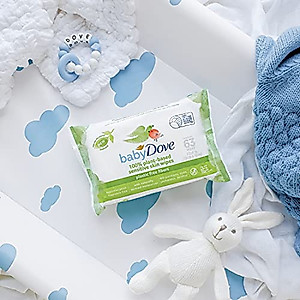 Baby Dove Baby Wipes for Sensitive Skin with 100% Plant-Based Fibers Hypoallergenic 63 Wipes 12 Pack