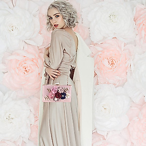 Lanpet Women's Evening Bag for Women, Flower Wedding Evening Clutch Purse Bride Floral Clutch Bag Beaded Evening Handbag