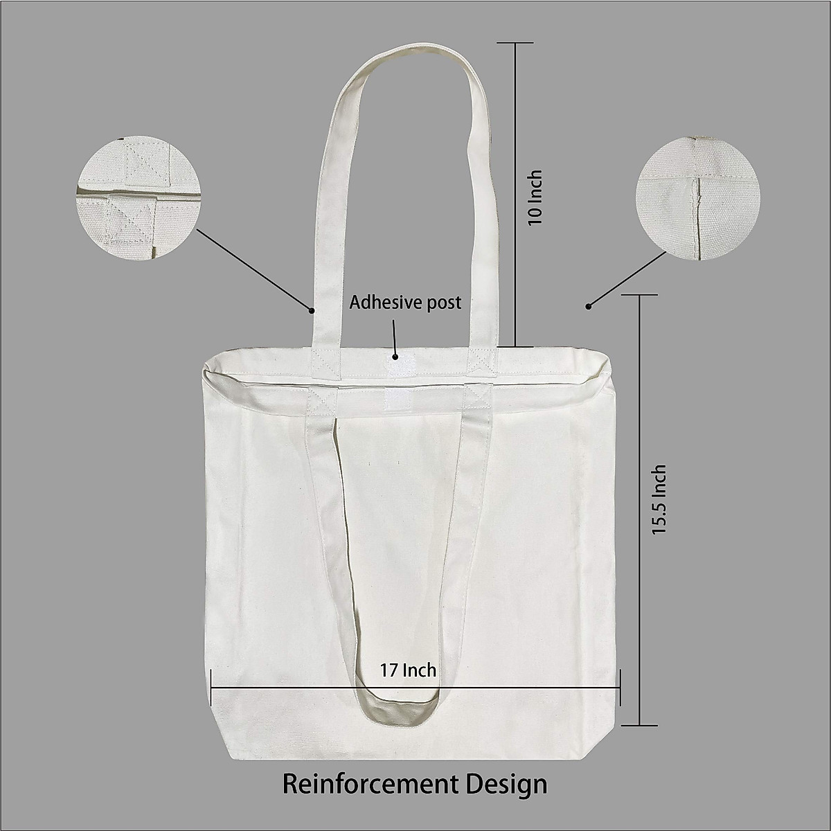 Reusable Large Multipurpose New York Souvenir for Travel Bag, Grocery Tote, Shopping Handbag, Canvas Tote Bag. (JP-330130A) Creamy-white