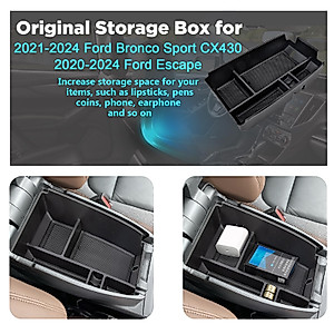 Carwiner Center Console Organizer for 2021-2025 Ford Bronco Sport CX430 2020-2025 Ford Escape Tray Storage Box Armrest Interior Accessories