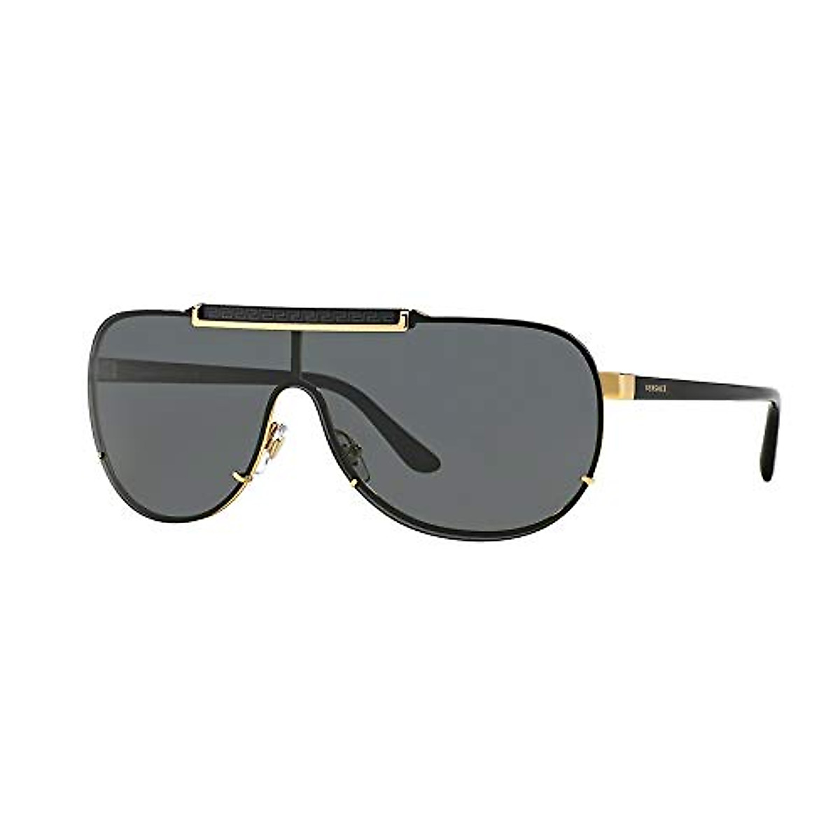 Versace VE2140 100287 40M Gold/Grey Pilot Shield Sunglasses For Men For Women + BUNDLE with Designer iWear Eyewear Kit…