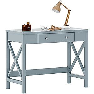 sogesfurniture 39.4inches Computer Desk with Drawer, Makeup Vanity Table, Writing Study Desk with Drawers, for Home Office, Dressing Table, Gray