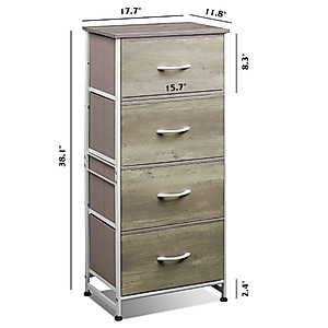 WLIVE Dresser with 4 Drawers, Storage Tower, Organizer Unit, Fabric Dresser for Bedroom, Hallway, Entryway, Closets, Sturdy Steel Frame, Wood Top, Easy Pull Handle, Greige Oak