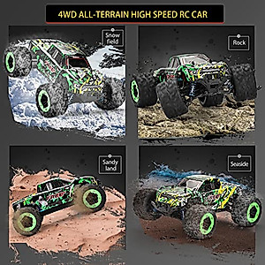 WIAORCHI 1:18 Scale 2.4Ghz All-Terrain RC Cars, 40KM/H High Speed 4WD Remote Control Car for Adults Kids, Waterproof Off -Road RC Monster Trucks with 2 Batteries for 40Min Play, RC Toys Gifts for Boys
