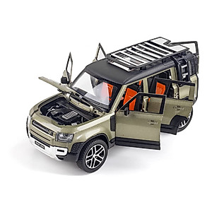Green 1/24 Diecast Pull Back Model Car Toy Collection Sound Light for Land Rover New Defender 110