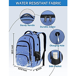 MATEIN Large Laptop Backpack, Water Resistant 17 Inch Travel Laptop Backpack with Waterproof Wet & Dry Pocket, College Lightweight Daypack Durable Anti Theft Computer Bag for Men & Women, Blue