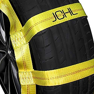 JCHL Tow Dolly Basket Straps with Flat Hooks (2 Pack) Yellow Car Wheel Straps Universal Vehicle Tow Dolly Straps System Fits 15"-19" Tires Wheels 10000 lbs Working Capacity