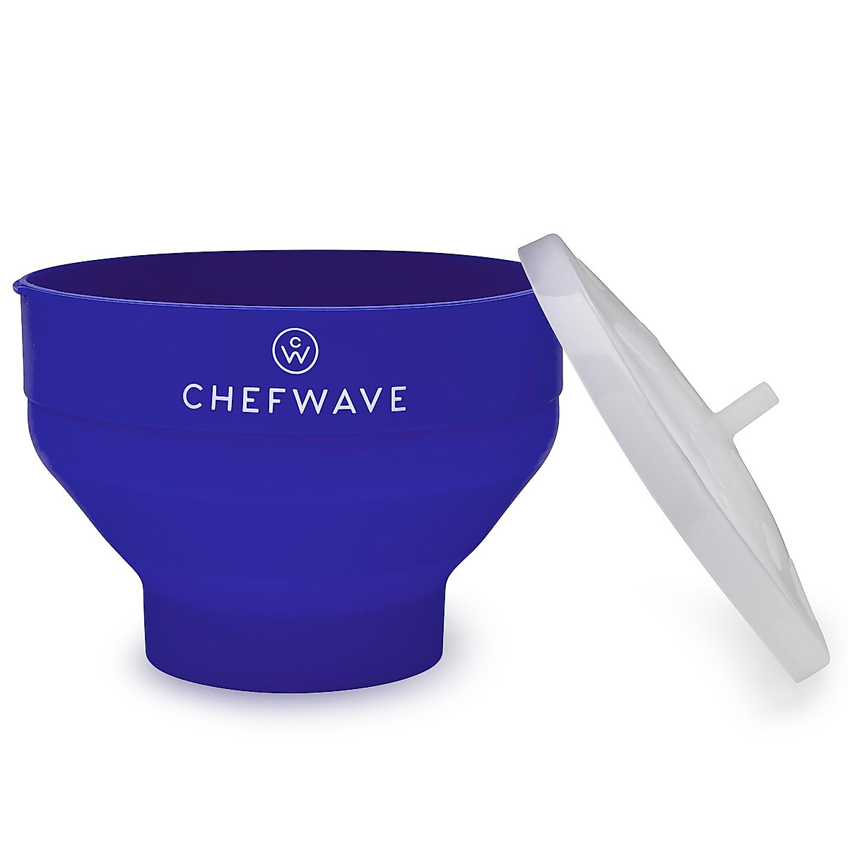 Chefwave Silicone Popcorn Popper (Dark Blue) - Reusable, Collapsible Microwave Popcorn Bowl - Dishwasher Safe