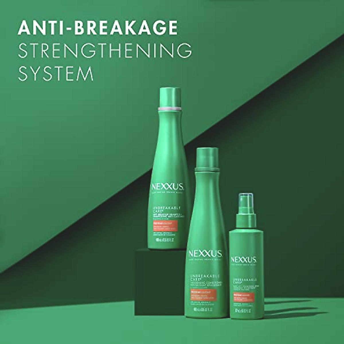 Nexxus Unbreakable Care Shampoo, Conditioner, and Leave-In Spray 3 Pack For Fine and Thin Hair with Keratin, Collagen, Biotin