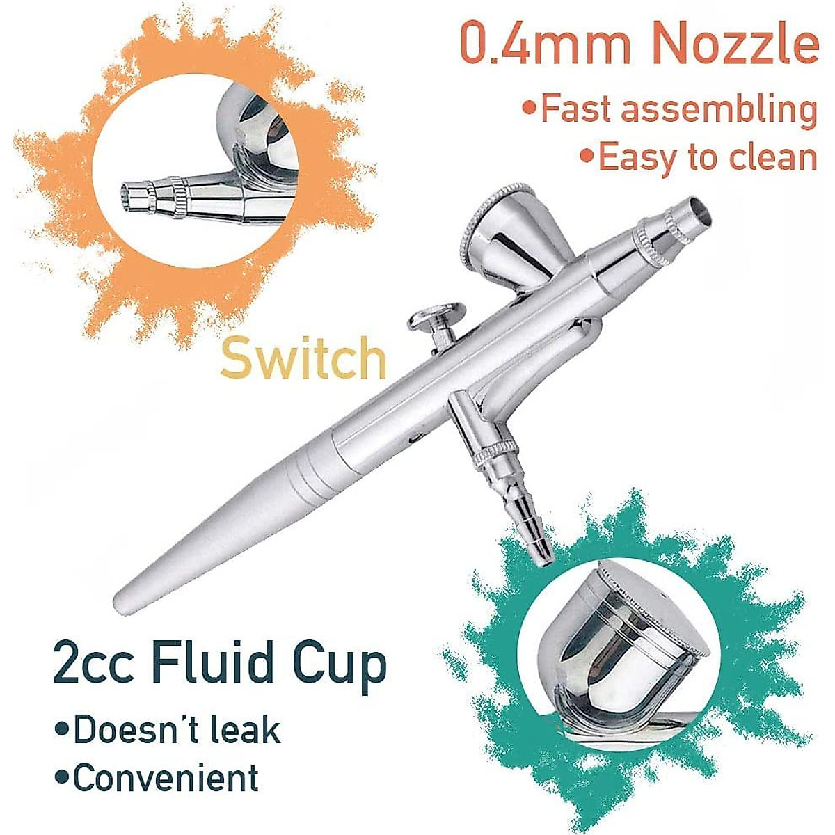 Portable Airbrush Gun Gravity Feed Nails Air Brush Medium Pen Gun Paint Oxygen Spray Misting Tool Silk Portable Airbrush Makeup Kit