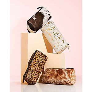 Myra Bag Sandy Cowhide Purse - Cowhide Purses for Women, Small Purse, Handcarry Purse, Western Gifts, for Women, Cow Print Purse Multi Pouch, Light Brown and Ivory Cow Hide Purse