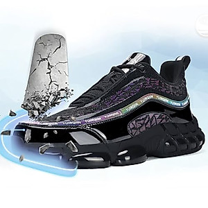 Steel Toe Shoes for Men Women Non Slip Work Shoes Indestructible Steel Toe Sneakers Lightweight Composite Toe Safety Shoes Women Black