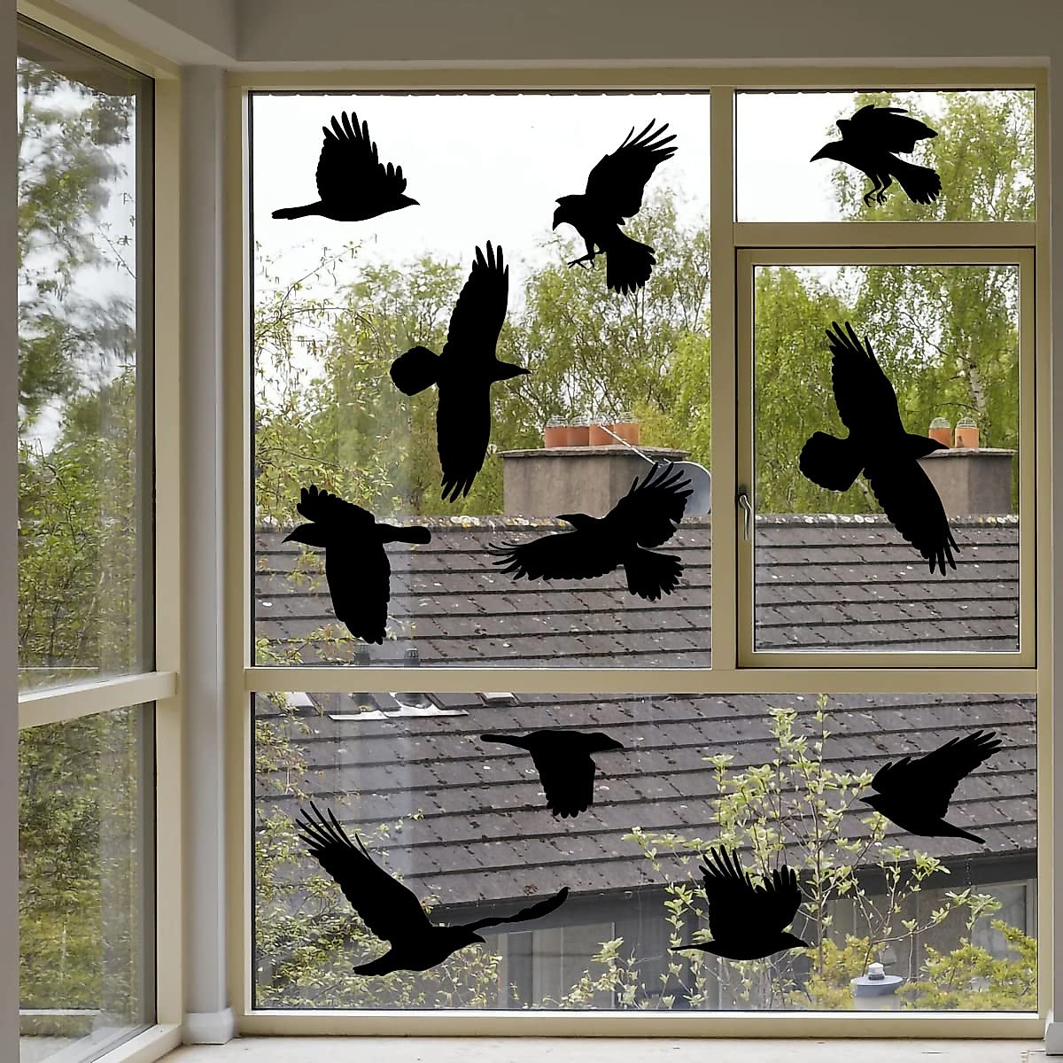 WOYINIS Removable Large Crow Wall Decals Black Raven Wall Stickers Peel & Stick Individual Raven Birds Set Living Room Bedroom Windows Decoration
