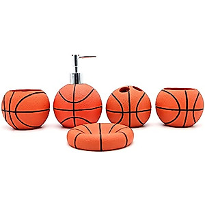 Resin 5 Pieces Bathroom Accessory Collection Set with Soccer Fans Gift Design for Home