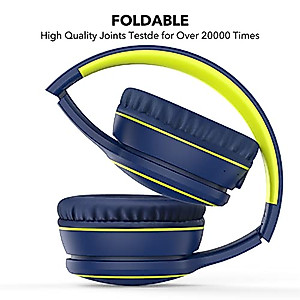 RORSOU B10 Bluetooth Headphones Over Ear, Lightweight Folding Stereo Bass Wireless and Wired Headset with Mic, 50H Playtime, Volume Control, Bluetooth 5.3 Headphones for iPad/Travel/Tablet/PC (Blue)