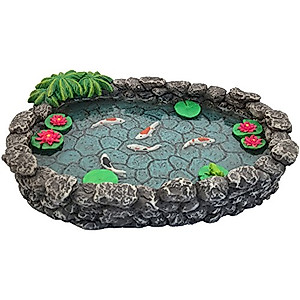 GlitZGlam KOI Miniature Pond - Koi Pond for a Fairy Garden. A Miniature Pond for a Miniature Fairy Garden and Enchanted Garden Accessories