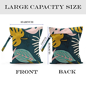 zcyxuuw Wet Bag, Wet Dry Bag, Wet Bag for Swimsuit, Travel, Beach, Pool, Diapers, Dirty Yoga Gym Clothes, Makeup Bag, Waterproof Tropical Palm Leaves Decor Jungle Palm Leaf Favors