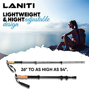 Nordic Walking Stick Adjustable Locks Expandable to 54" Lightweight Trekking Hiking Poles 10 Replacement Tips