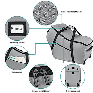 SCTEL Car Seat Travel Bag Fits All Nuna Pipa Car Seat and Base, Doona Travel Bag, Padded Infant Car Seat Bag with Wheels, Airport Gate Check Bag with side pocket, Protective Feet, Double handle