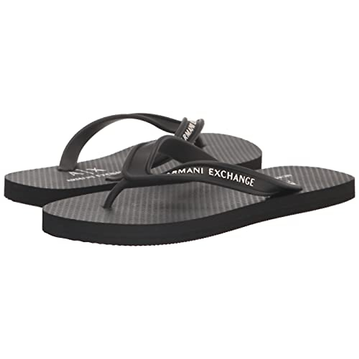 A | X ARMANI EXCHANGE Men's Logo Flip Flop, Black, 10