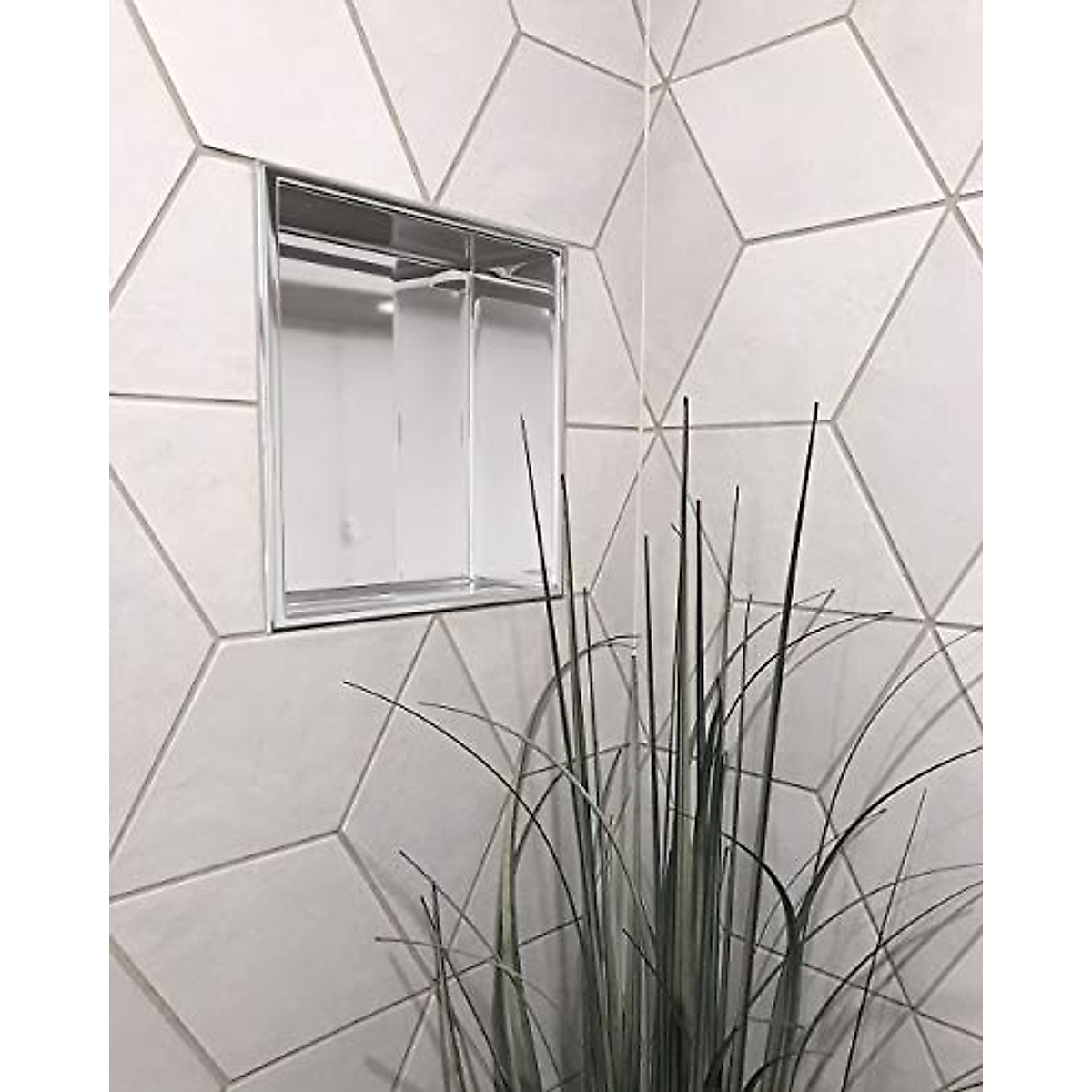 Shower Niche – NO TILE NEEDED 12" x 12" Polished Chrome Single Shelf Organizer, Square – Best Modern In Wall Bathroom Accessory for Shower or Tub Storage | Nook Insert Holds Soap, Bottles, Toiletries